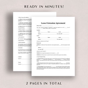 Lease Extension Agreement Template Word & PDF | Lease Renewal Contract ...