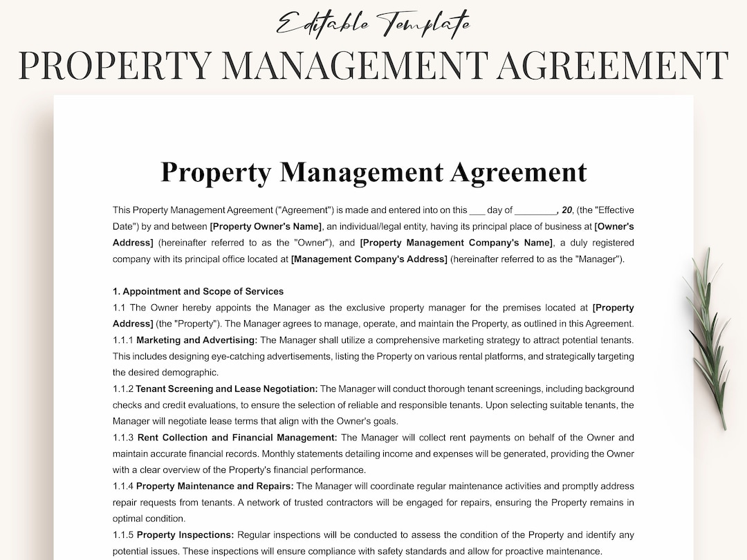 Property Management Agreement Template Word & PDF - Customizable ...
