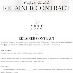 Professional Retainer Contract Template | Detailed & Customizable ...