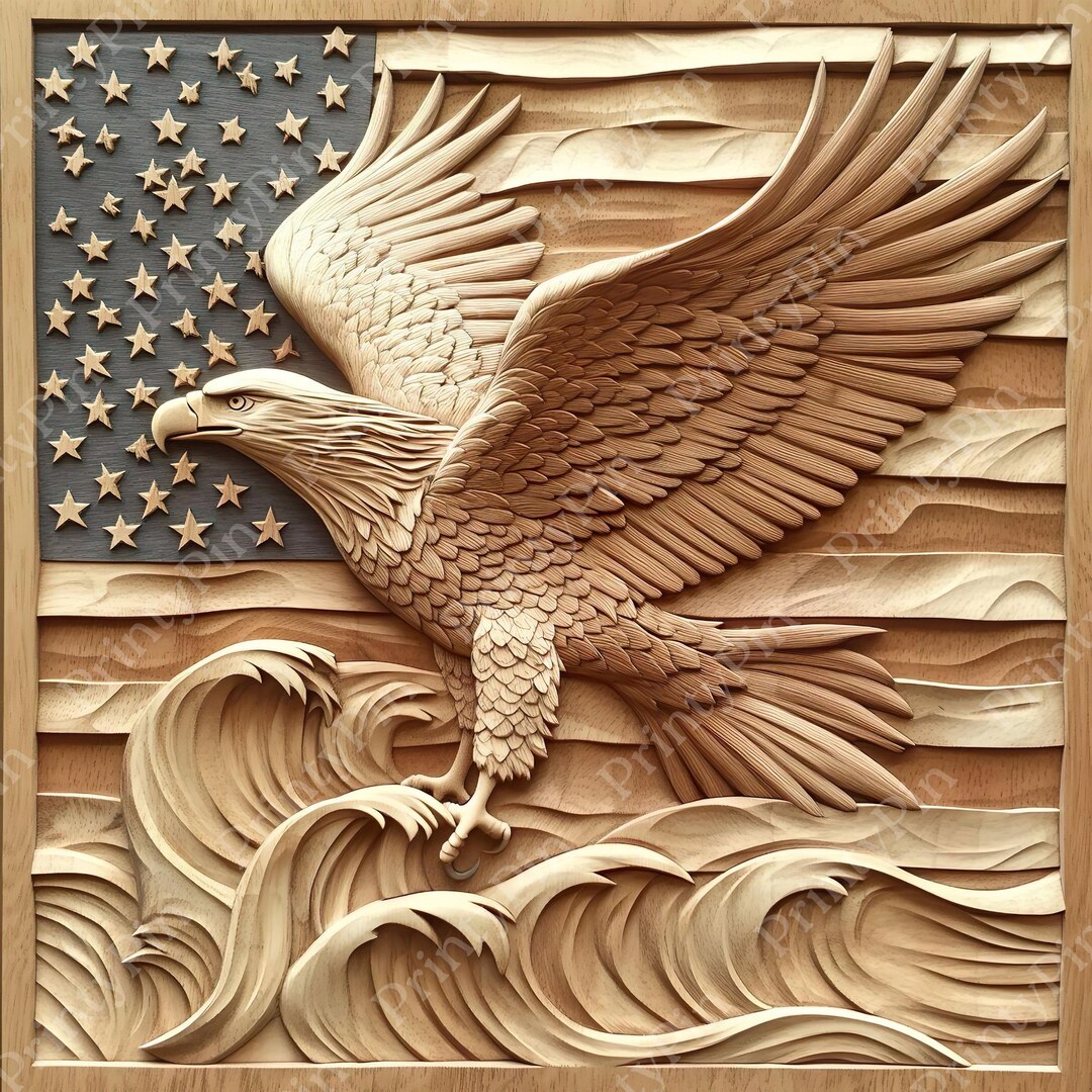 American Eagle 3D Illusion | USA Flag Laser Engraving File | Glowforge ...