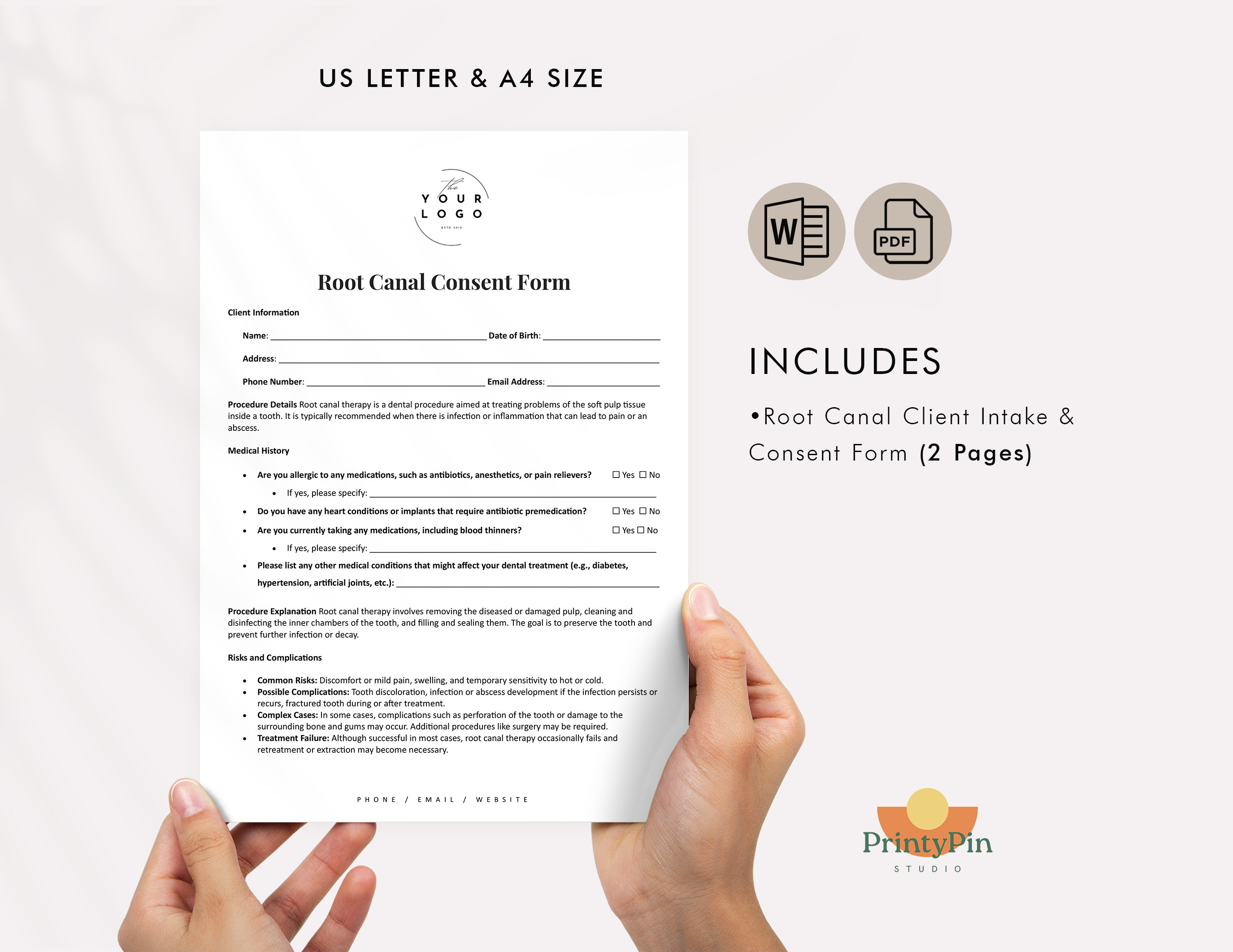 Root Canal Consent Form Template Word - Dental Procedure Approval ...