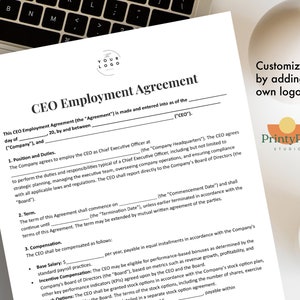 CEO Employment Agreement | Executive Contract Template | Editable CEO ...