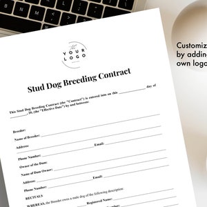 Printable Stud Dog Breeding Contract Template Word - Customizable Dog ...