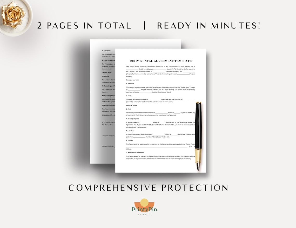 Tenancy Agreement Template for Renting a Room - Customizable Tenancy ...