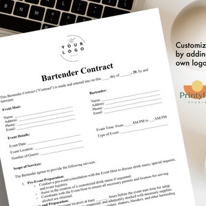 Bartender Contract Template | Detailed and Professional Bartending ...