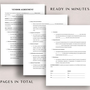 Vendor Agreement Template Word / PDF - Customizable Business Contract ...