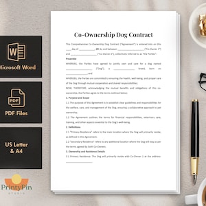 Dog Co-ownership Agreement Template - Customizable Pet Sharing Contract ...