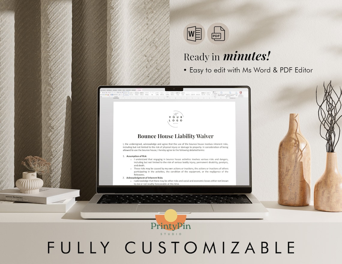 Bounce House Waiver Form PDF | Release of Liability Template | Editable ...