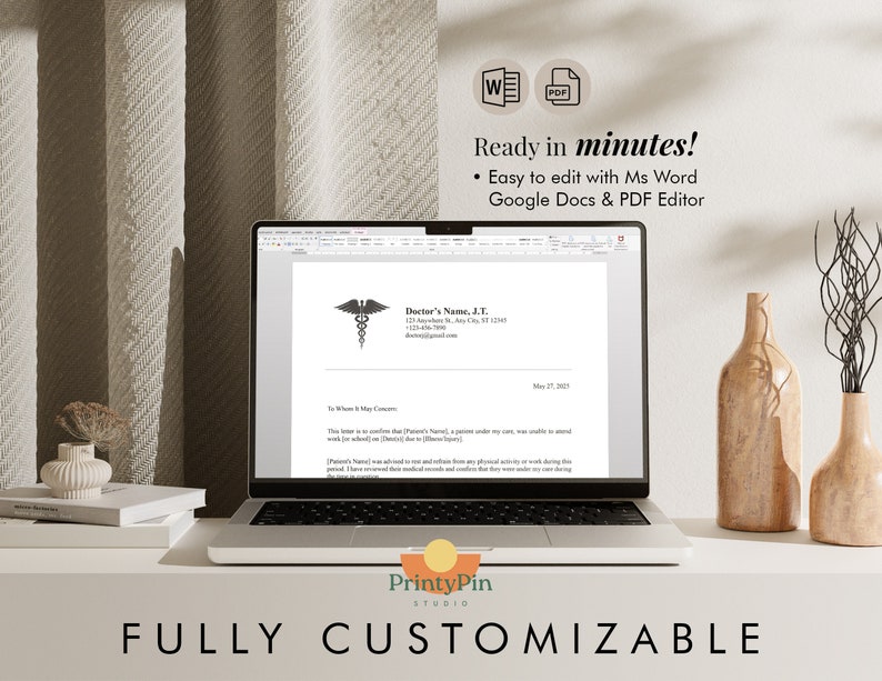 Doctor's Note Template - Doctor's Excuse Letter PDF - Doctor Excuse ...