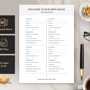 Open House Sign in Sheet Editable Word Template & Pdfs | Real Estate ...