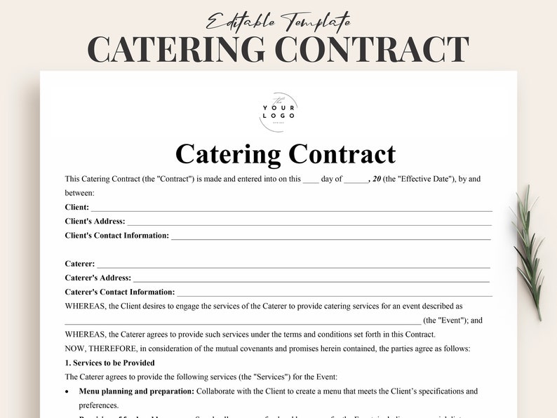 Catering Contract Template - Food Service Provider Agreement PDF ...