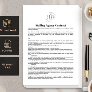Staffing Agency Contract Template PDF & Word - Professional Employment ...