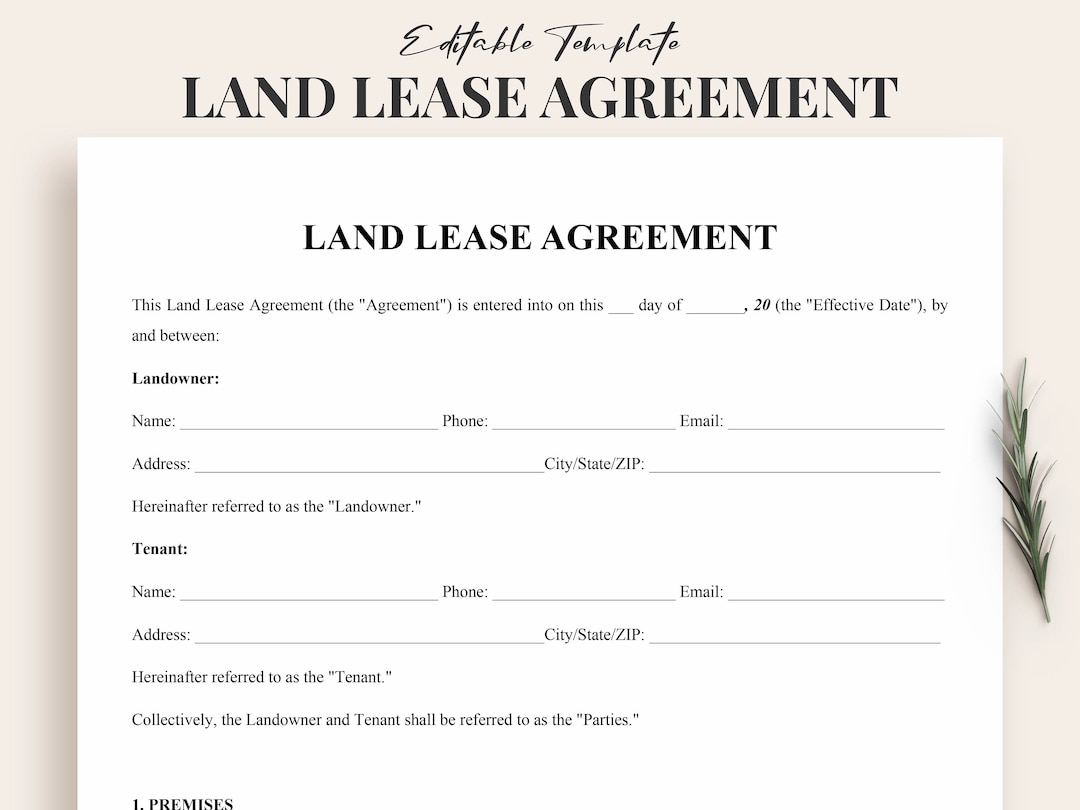 Land Lease Agreement Template Word - Printable, Customizable, Land ...
