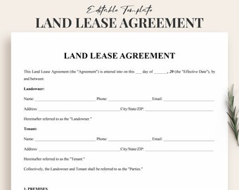 Land Lease, Rental Agreement, Farm Rental, Land Lease Contract, Land ...