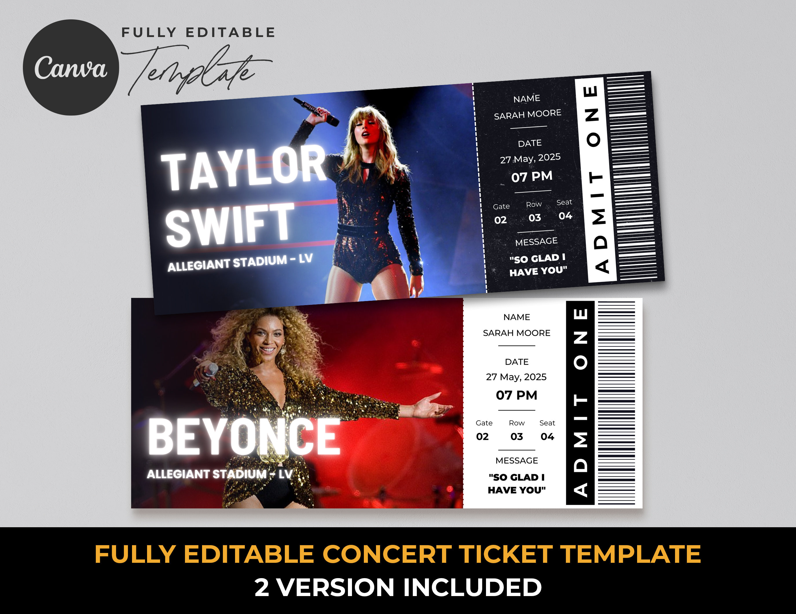 Editable Concert Ticket Template Printable Event Ticket - Etsy Canada