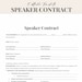 Speaker Contract Template Word & PDF - Editable / Customizable ...
