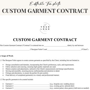 Custom Garment Contract Template | Editable Tailor-made Clothing ...