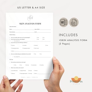 Esthetician Templates | Skin Analysis Form | Printable Skincare Consent ...