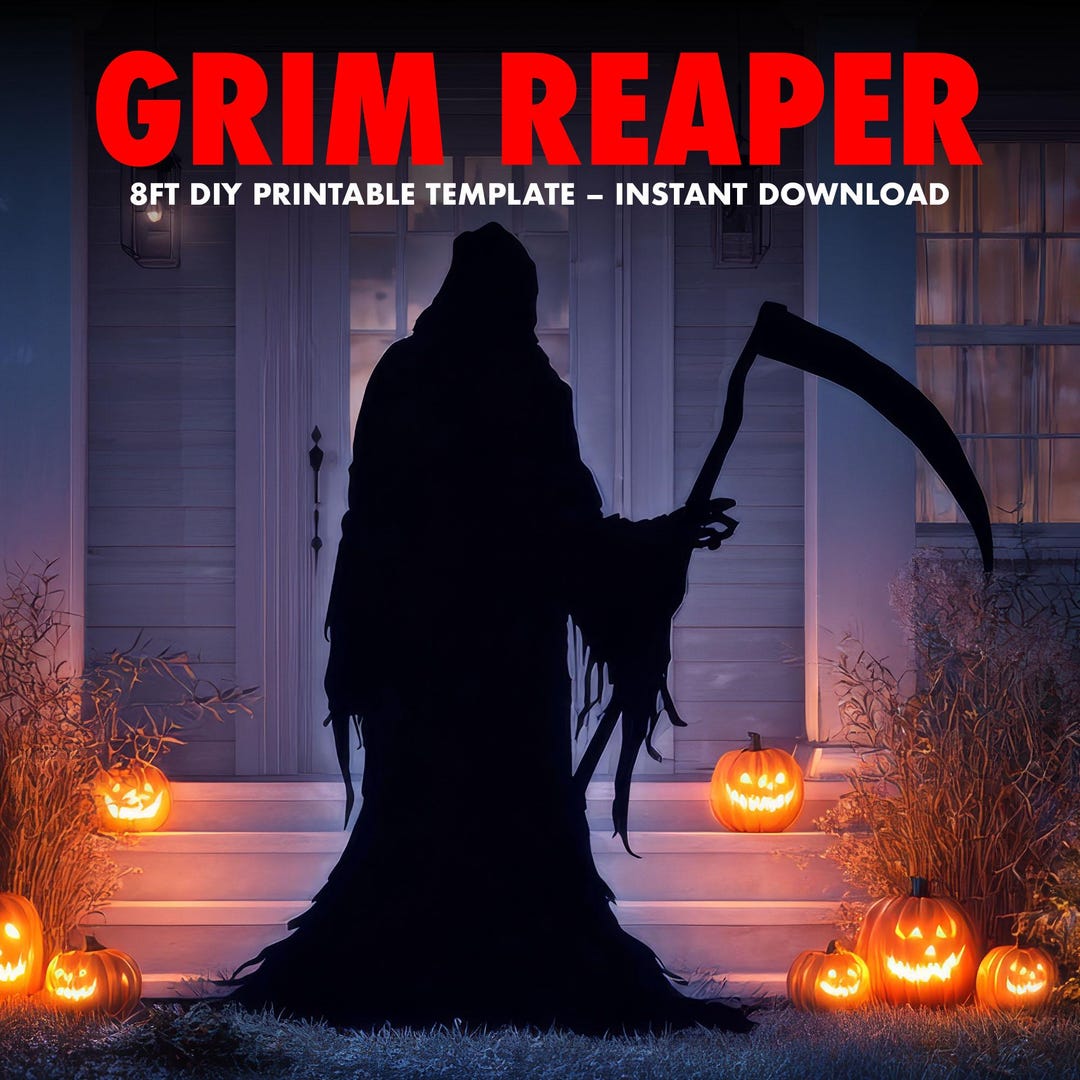 Grim Reaper Silhouette Template – 8 Ft Printable DIY Yard Decor ...