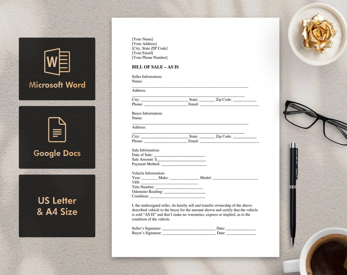 As is Bill of Sale, Bill of Sale, Bill of Sale Template, Bill of Sale ...