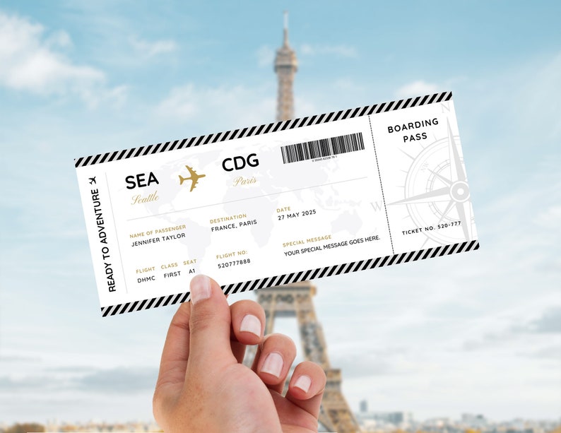 Editable Boarding Pass Template, Printable Boarding Ticket, Surprise ...