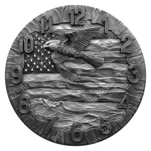 3D Illusion Eagle Clock Design - Laser Ready PNG Digital File for ...