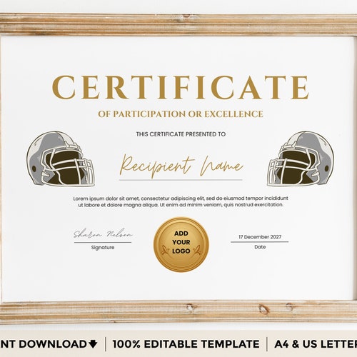 Golf Award Certificate Editable Canva Template Printable - Etsy