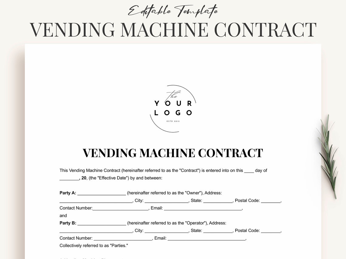 Professional Vending Machine Contract Template - Fully Customizable ...