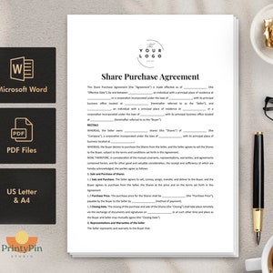 Editable Share Purchase Agreement Template - Instant Download Business ...