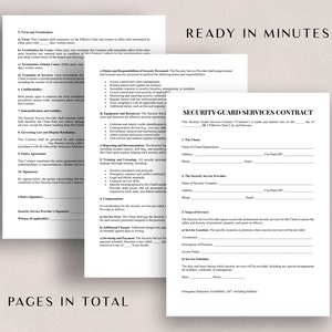 Printable Security Guard Contract Template PDF & Word - Customizable ...