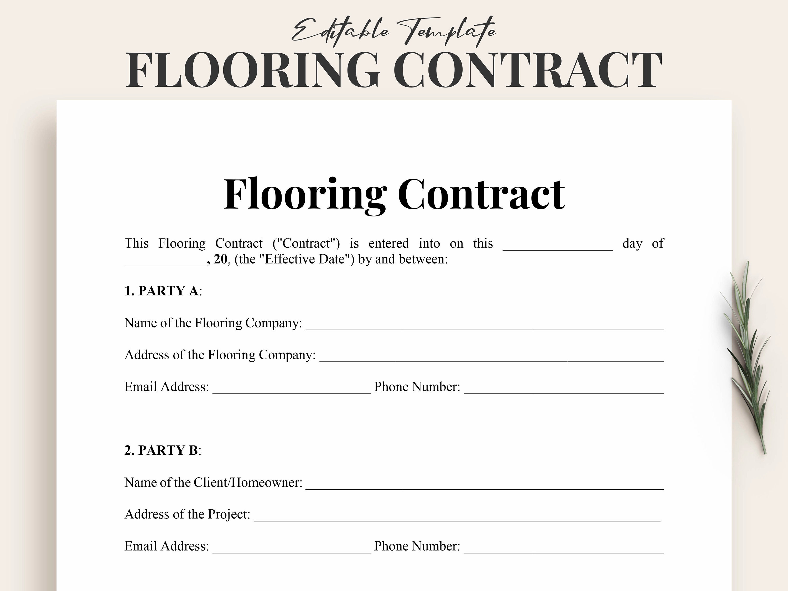 Flooring Contract Template for Flooring Companies and Homeowners ...