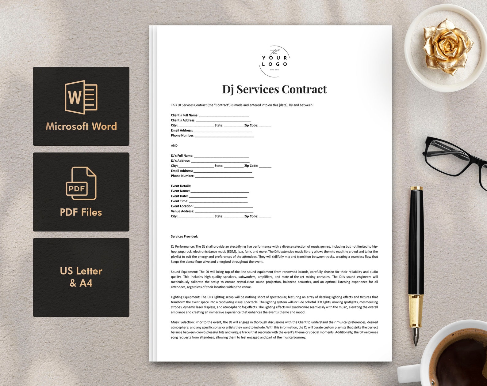 Dj Contract Template Word - Printable Wedding Dj Agreement PDF | Simple ...
