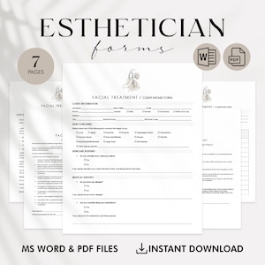 Editable Esthetician Consent Forms - Facial Intake Form - Facial ...
