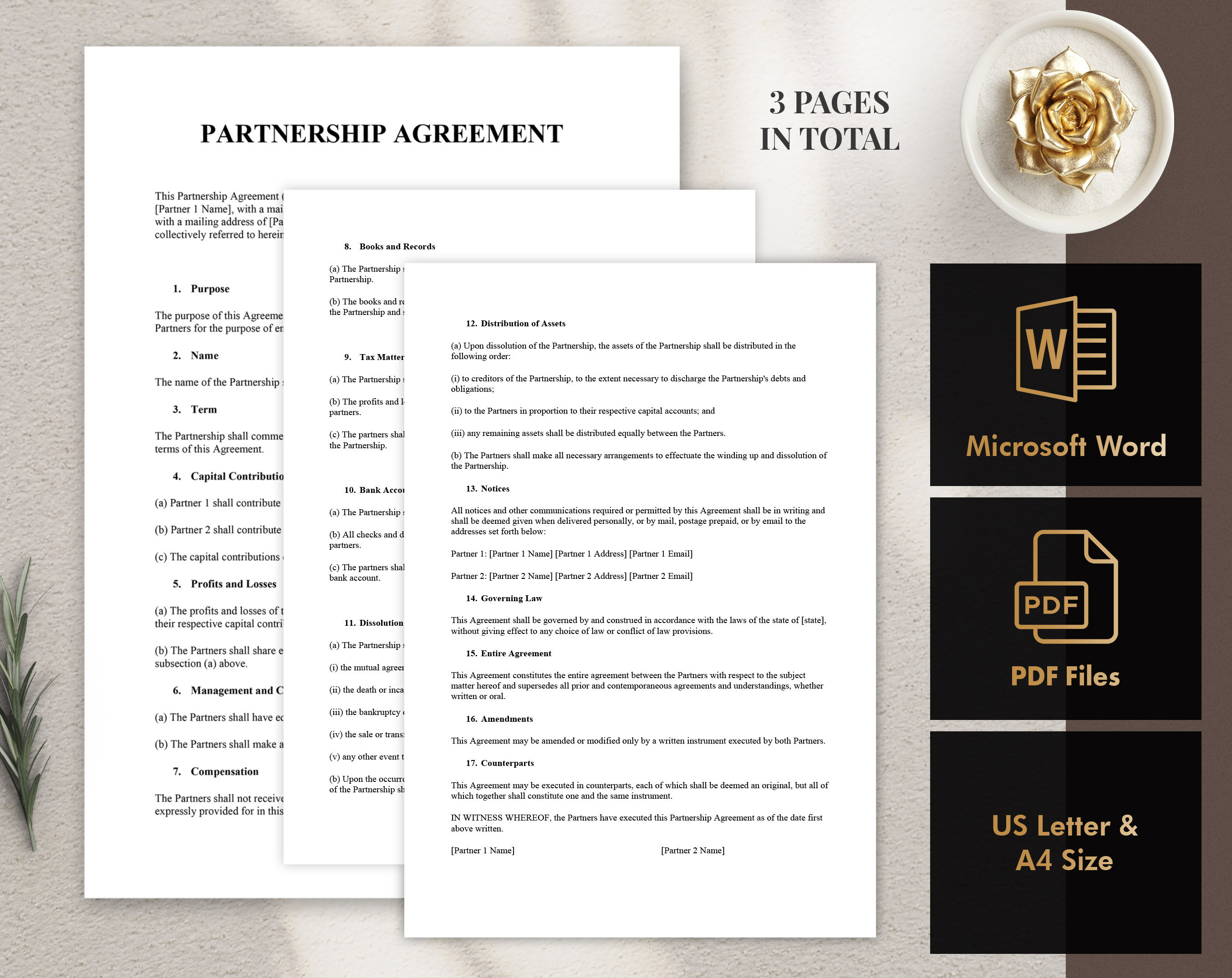 Partnership Agreement Template Microsoft Word