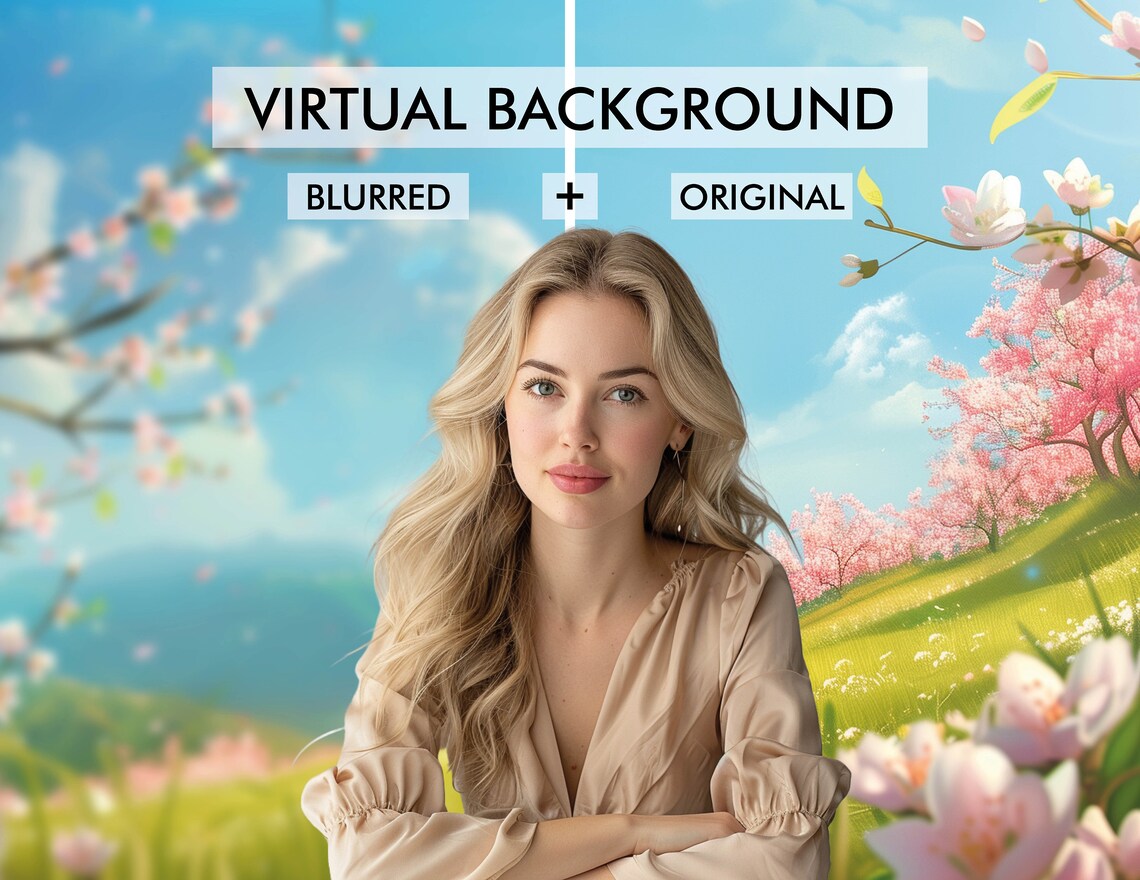 Spring Zoom Backgrounds - Digital Download, Floral Virtual Backgrounds ...