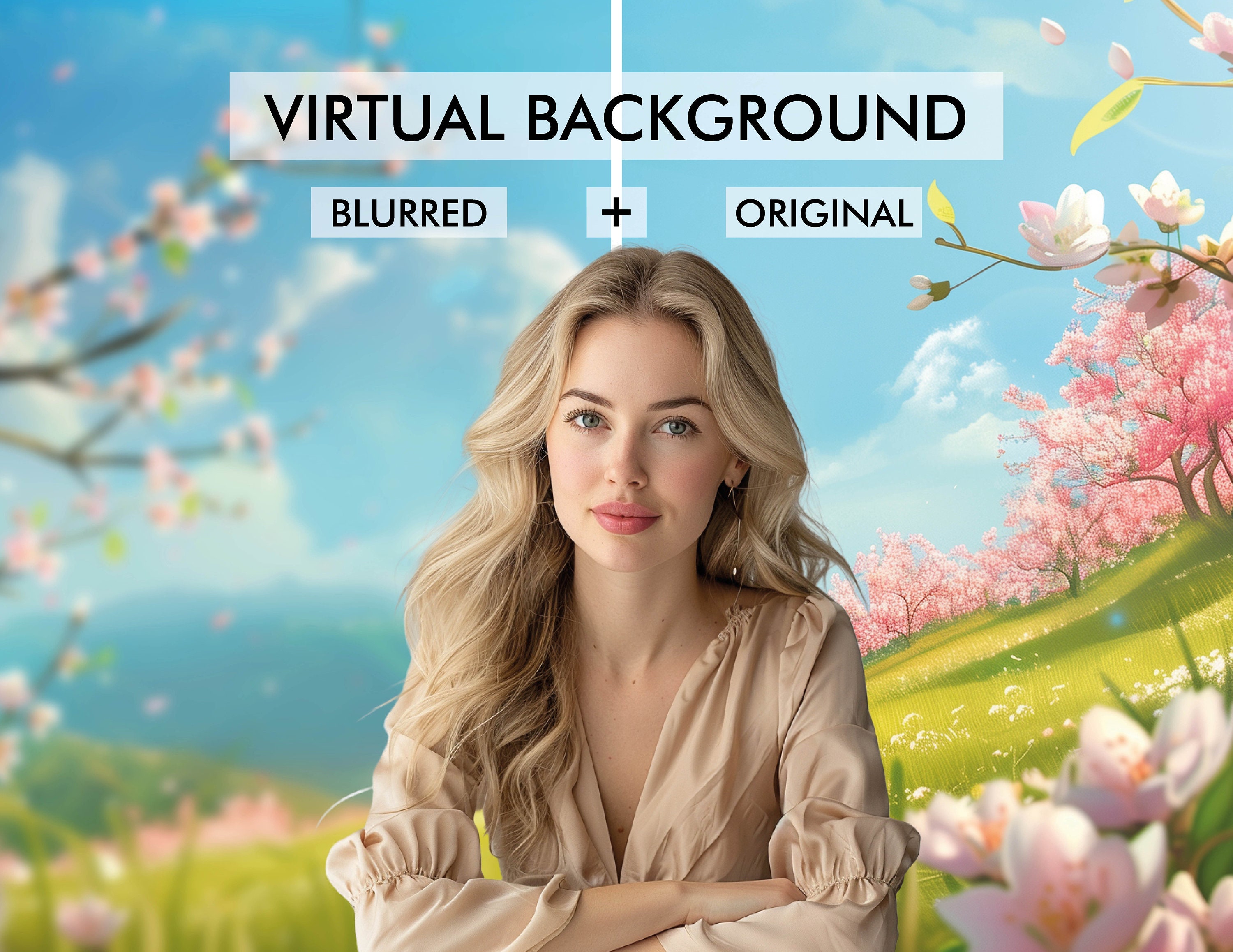 Spring Zoom Backgrounds - Digital Download, Floral Virtual Backgrounds ...