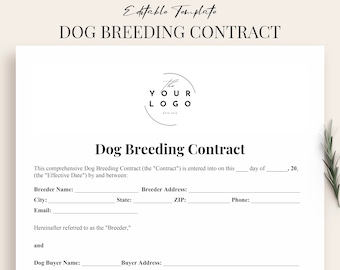 Stud Dog Owner Breeding Contract Editable Canva Template - Etsy