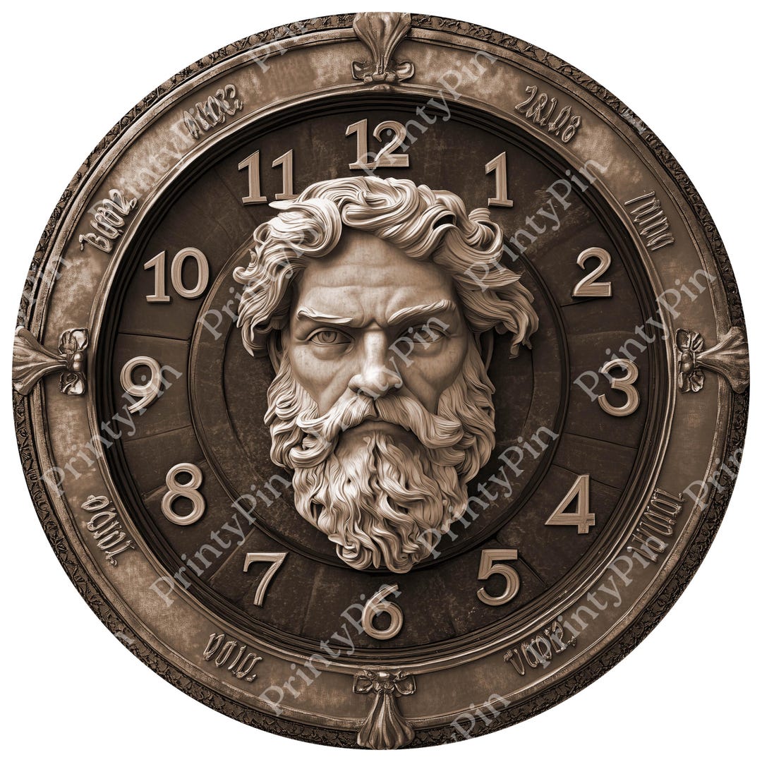 3D Illusion Zeus Clock Laser Ready PNG Digital File for Engraving Wood ...