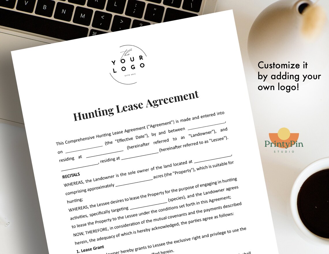 Hunting Land Lease Agreement Template - Customizable Contract for ...