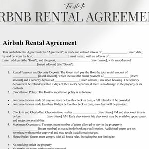 Professional Airbnb Rental Agreement Template | Airbnb Rental Agreement ...
