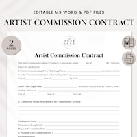 Artist Commission Contract Template | Custom Artwork Agreement ...