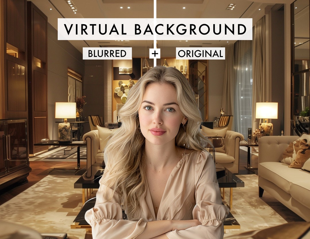 Luxurious Mansion Living Room Zoom Backgrounds – Set of 4 Opulent Home ...