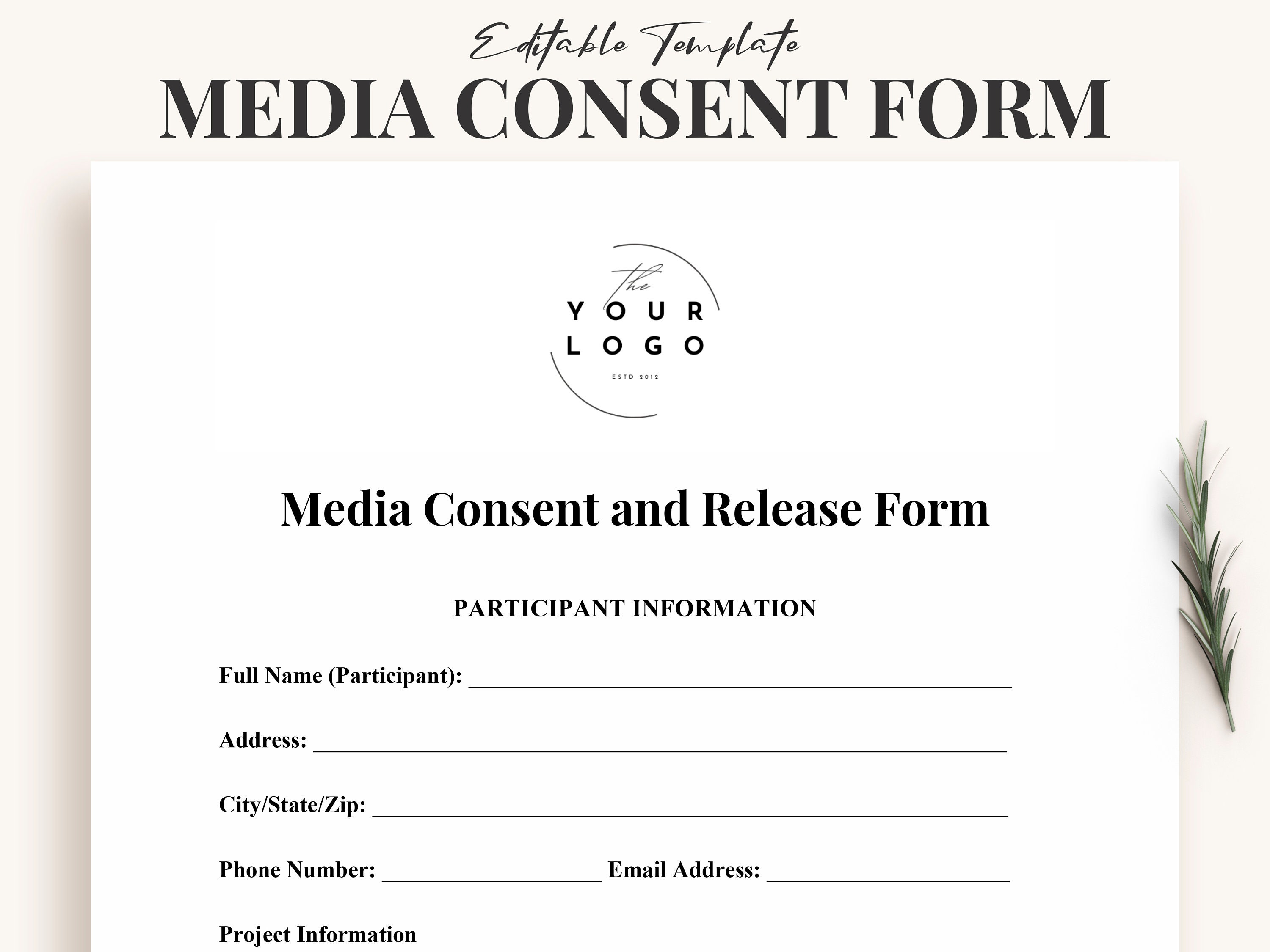 Media Consent Form Template - Detailed Release Agreement for ...
