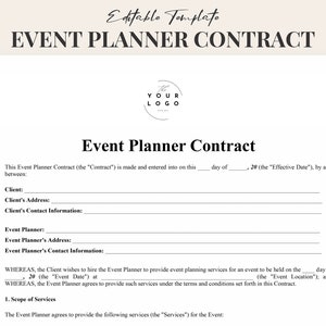 Event Planner Contract Template | Editable Event Planning Agreement ...