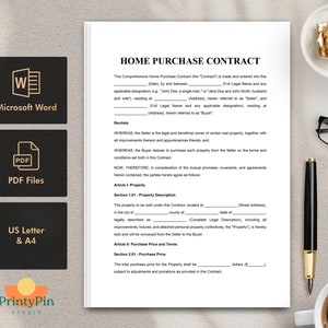 Editable Home Purchase Contract Template - Comprehensive Real Estate ...