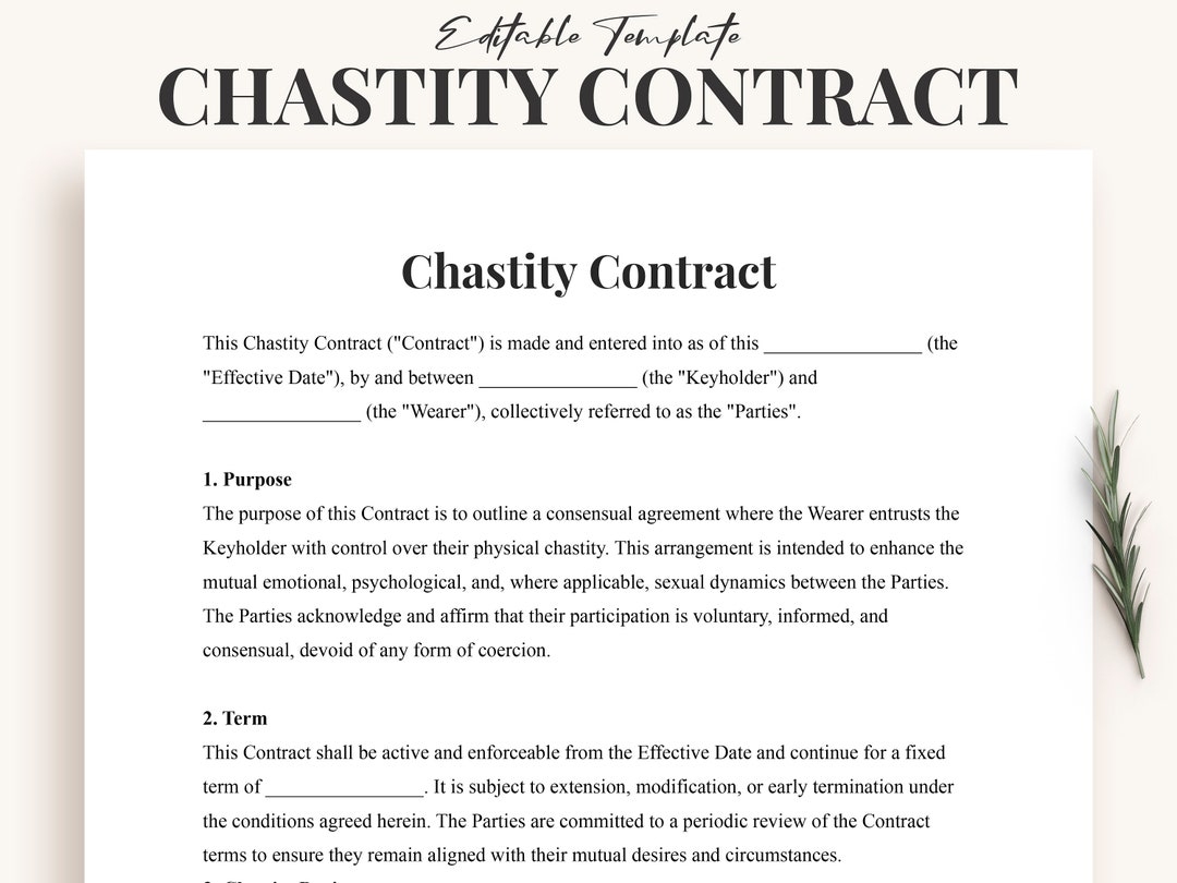 Customizable Chastity Contract Template - Personalized Word & PDF ...
