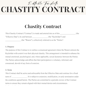 Customizable Chastity Contract Template - Personalized Word & PDF ...
