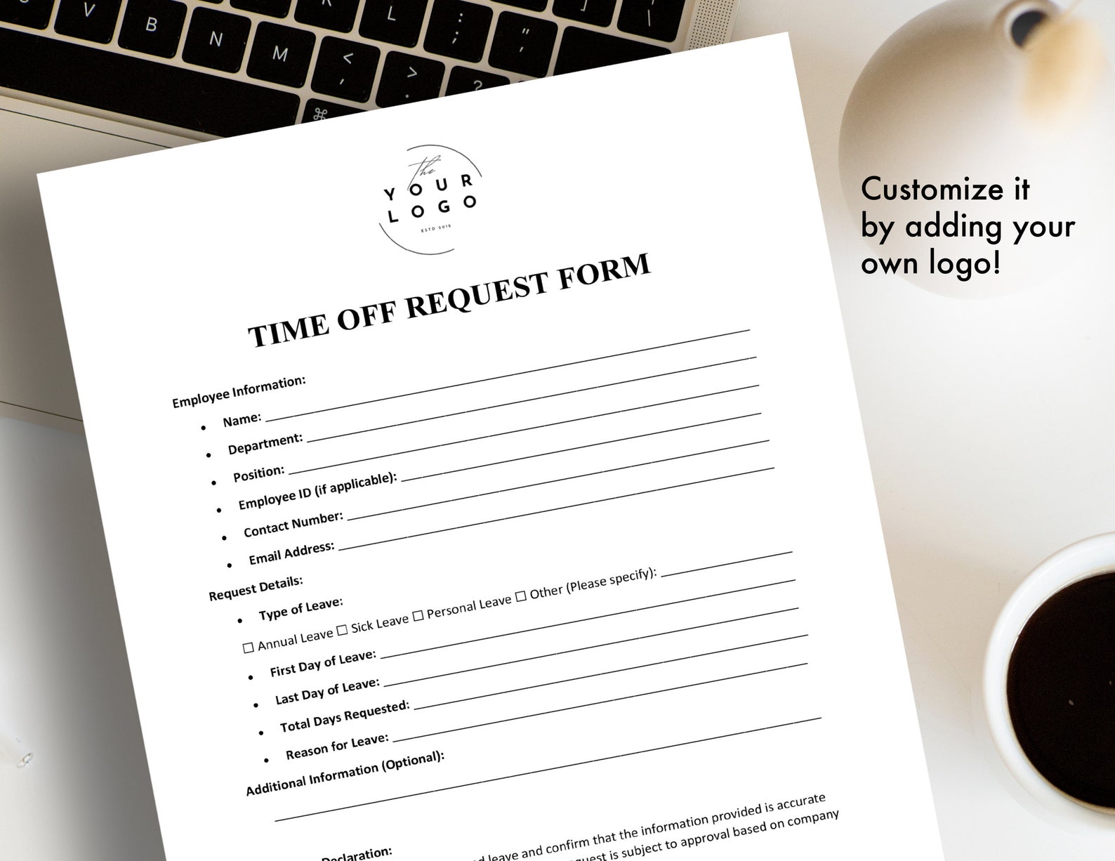 Editable Time off Request Form Template Word - Professional Leave ...