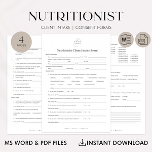 Nutritionist Client Intake & Consent Form Template - Printable PDF ...