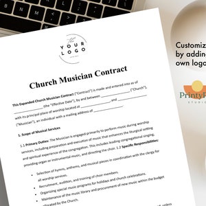 Customizable Church Musician Contract Template - Editable Church Choir ...